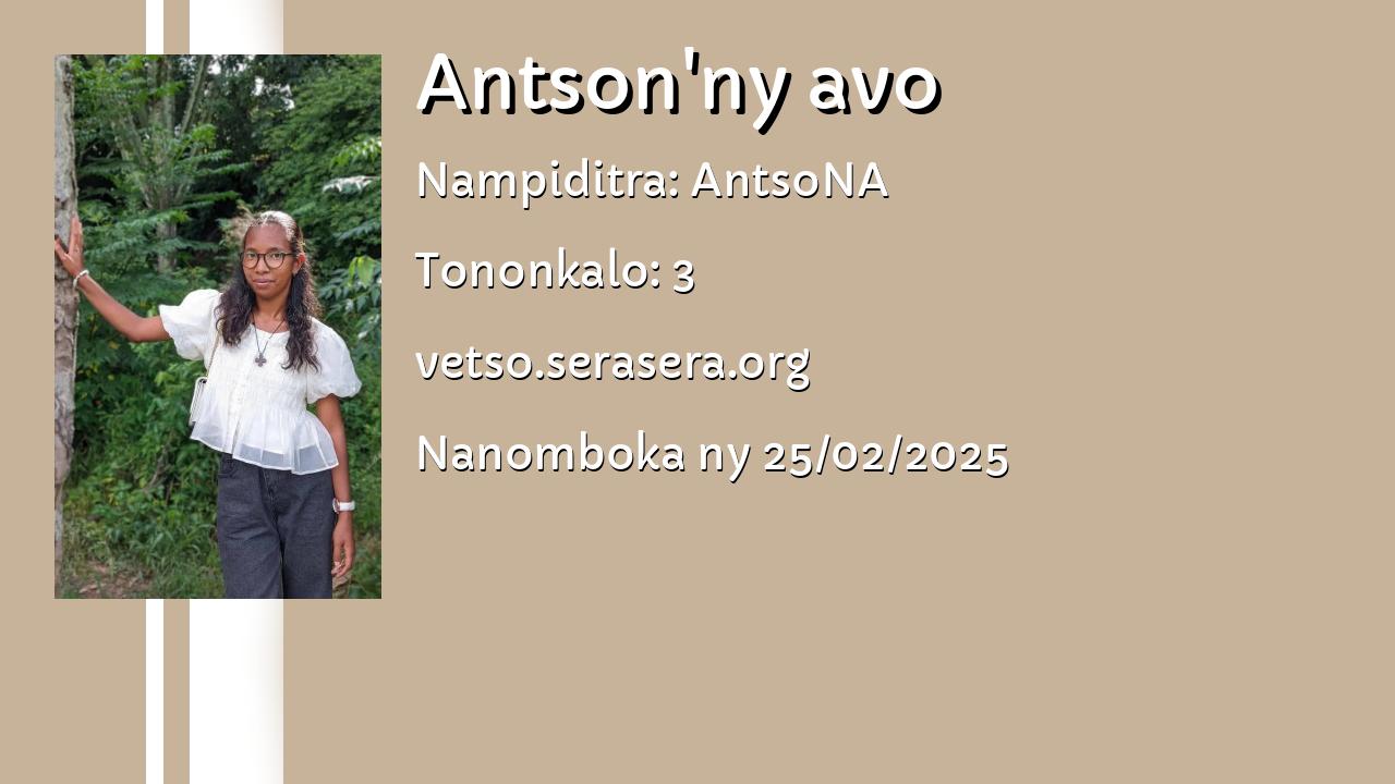 Takelak'i Antson'ny Avo mpanoratra - Tononkalo Malagasy