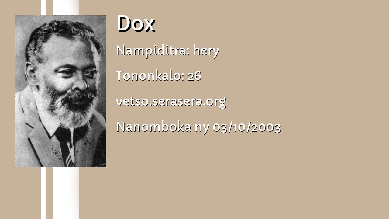 Takelak'i Dox mpanoratra - Tononkalo Malagasy