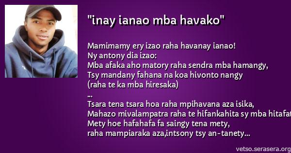 "INAY IANAO MBA HAVAKO" - Zavona Rakoto (AQUARIUS) - Tononkalo Malagasy