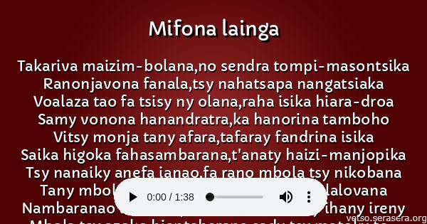 MIFONA LAINGA - DADAFARAtolotra - Tononkalo Malagasy