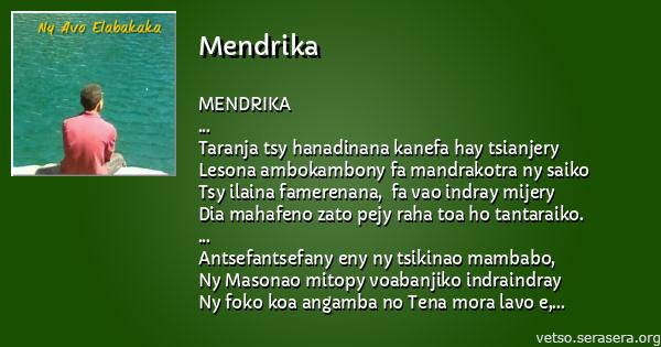Mendrika - Ny Avo Elabakaka - Tononkalo Malagasy