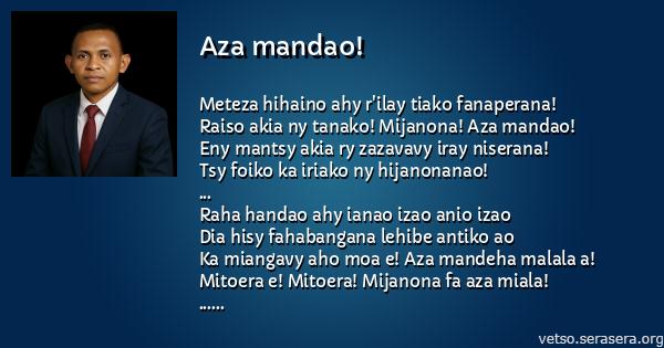 AZA MANDAO! - Fidy Art Niaina - Tononkalo Malagasy