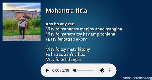 Mahantra fitia - Finidy NyAndry - Tononkalo Malagasy
