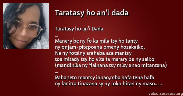 Taratasy ho an'i Dada - Mahalia - Tononkalo Malagasy
