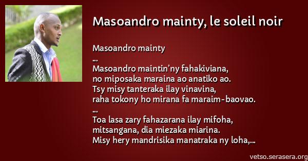 Masoandro mainty, Le soleil noir - Ny Ala Zohimbato - Tononkalo Malagasy