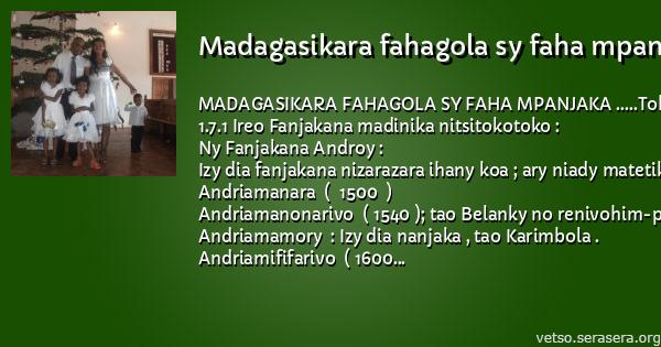 MADAGASIKARA FAHAGOLA SY FAHA MPANJAKA .....Tohiny - NY Andri-Fara ...