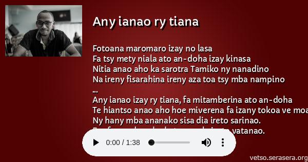 Any ianao ry tiana - Vetso mena - Tononkalo Malagasy