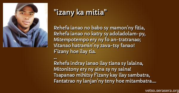 "IZANY KA MITIA" - Zavona Rakoto (AQUARIUS) - Tononkalo Malagasy